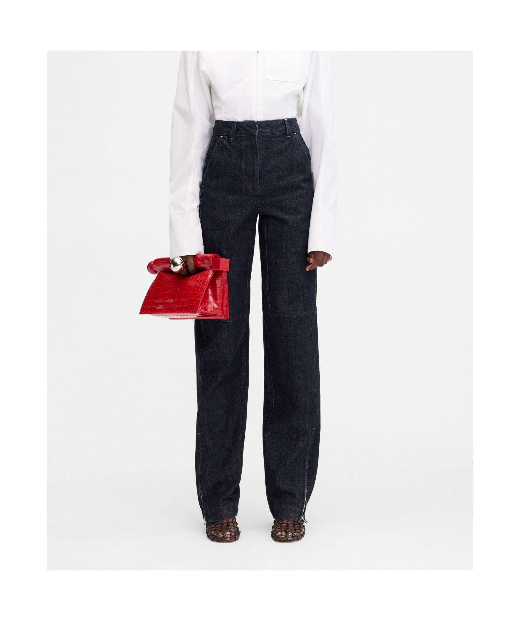 JACQUEMUS Jacquemus Stitch Detailed High Waist Jeans